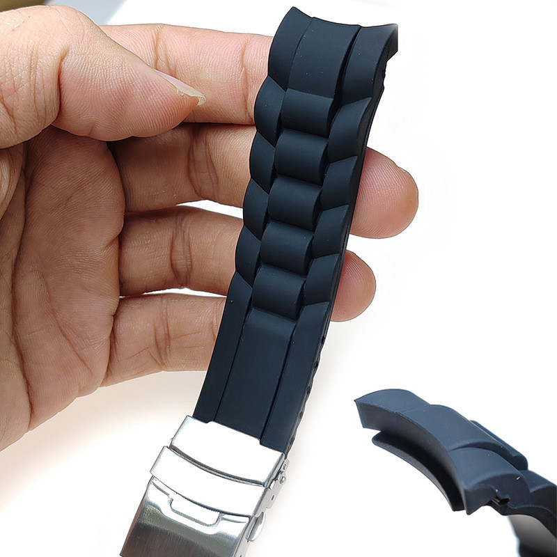 Fast Shipping 20mm 22mm Curved End Silicone Rubber Watch Strap for ...