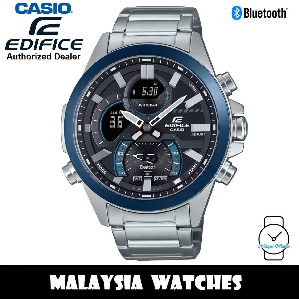 (OFFICIAL WARRANTY) Casio Edifice ECB-30DB-1A Quartz Bluetooth Stainless Steel Case & Strap Men ...