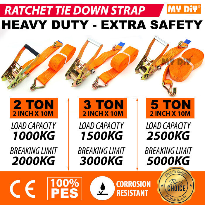 MYDIYHOMEDEPOT - HEAVY DUTY RATCHET TIE DOWN STRAP CARGO RATCHET LASHING BELT TALI IKAT BARANG ...