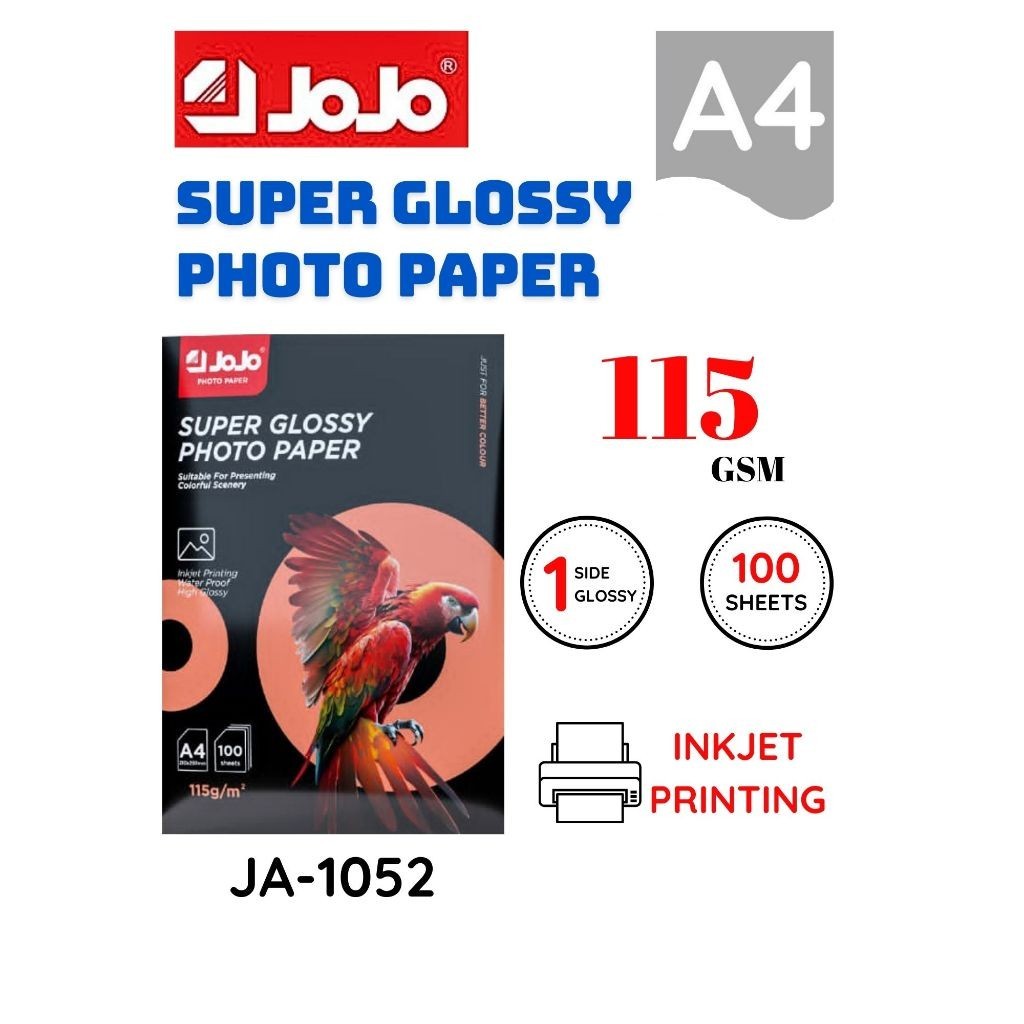 [ 115 GSM 100'S ] A4 JOJO | KIDARIO WATER RESISTANT SUPER GLOSSY PHOTO ...