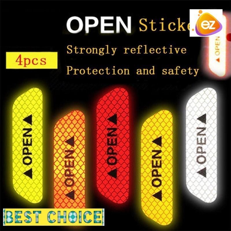 4pcs/set universal warning mark reflective tape car door sticker decals ...