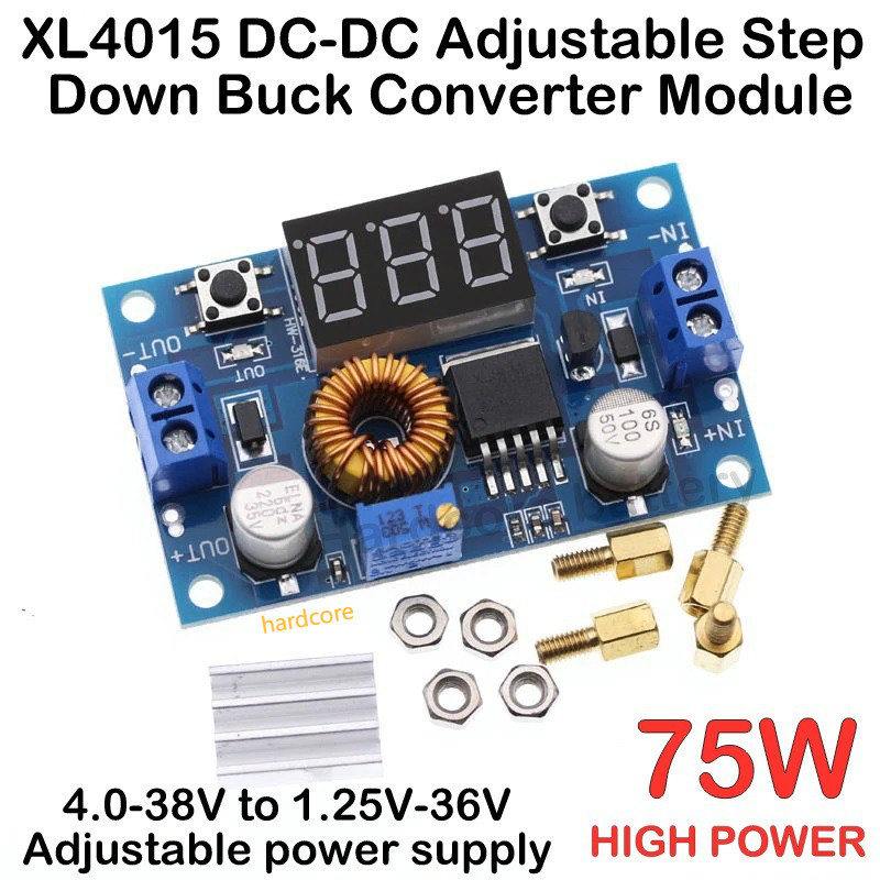 XL4015 DC-DC High power 5A 75W 4.0-38V to 1.25V-36V Adjustable Step Down Buck Converter Power ...