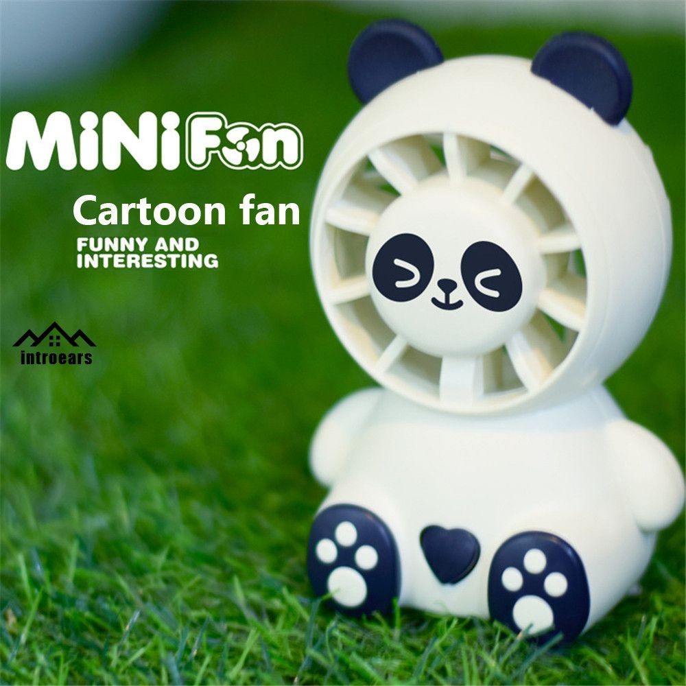 INTR Cute Cartoon Panda Shaped Mini Fan USB Rechargeable Mobile Fan ...