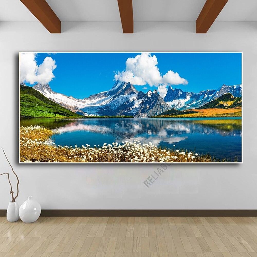 Cetakan Kanvas Landskap - Seni Dinding Tasik & Gunung yang Menenangkan ...