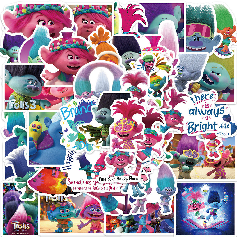 50designs Cartoon Sticker Unique Trolls 3-Glass Decoration DIY ...