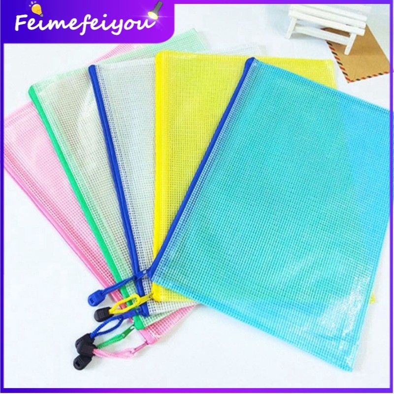 [10pcs]A4 Thickened Grid Transparent File Bag File Bag Zipper Bag Data ...