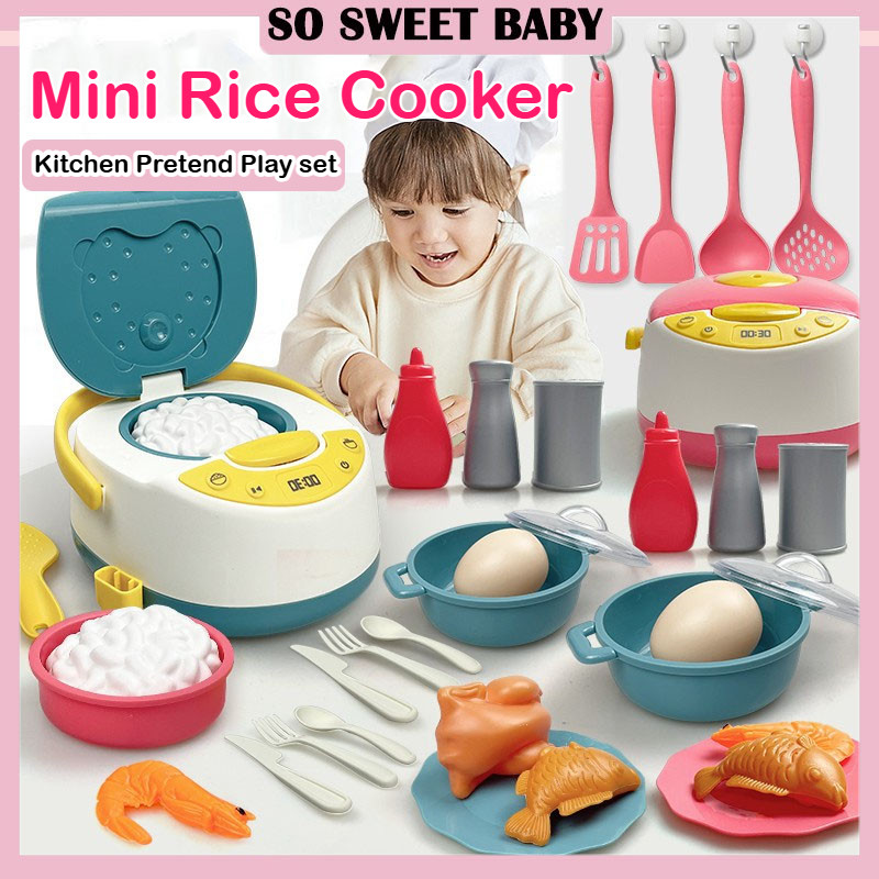 Kids Kitchen Pretend Play Set Cutting Food Toys Rice Cooker Series Kids ...