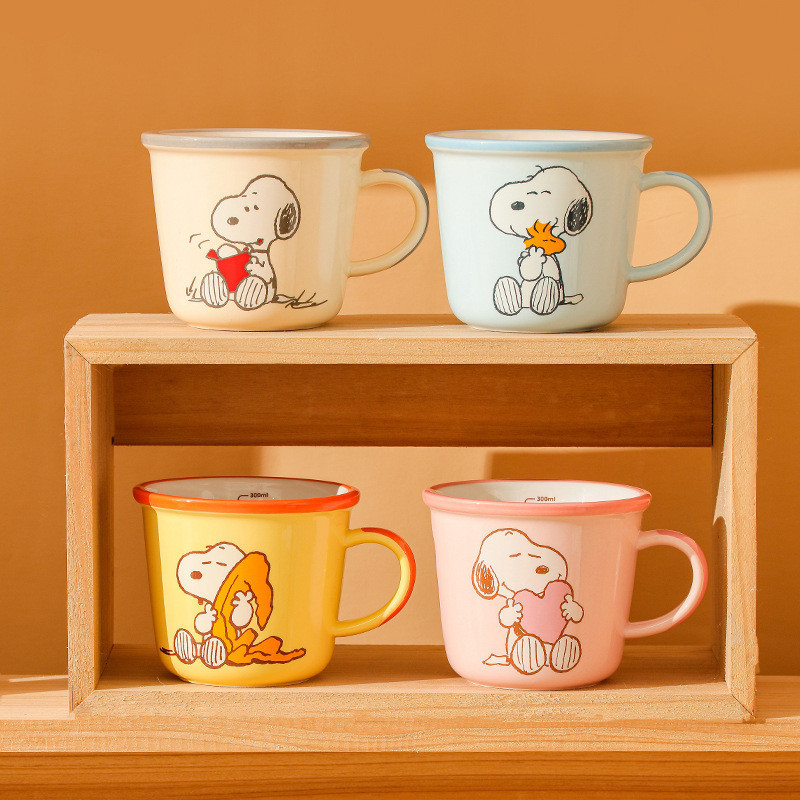 Snoopy ceramic mugs with graduated water cups handle cups coffee juice ...