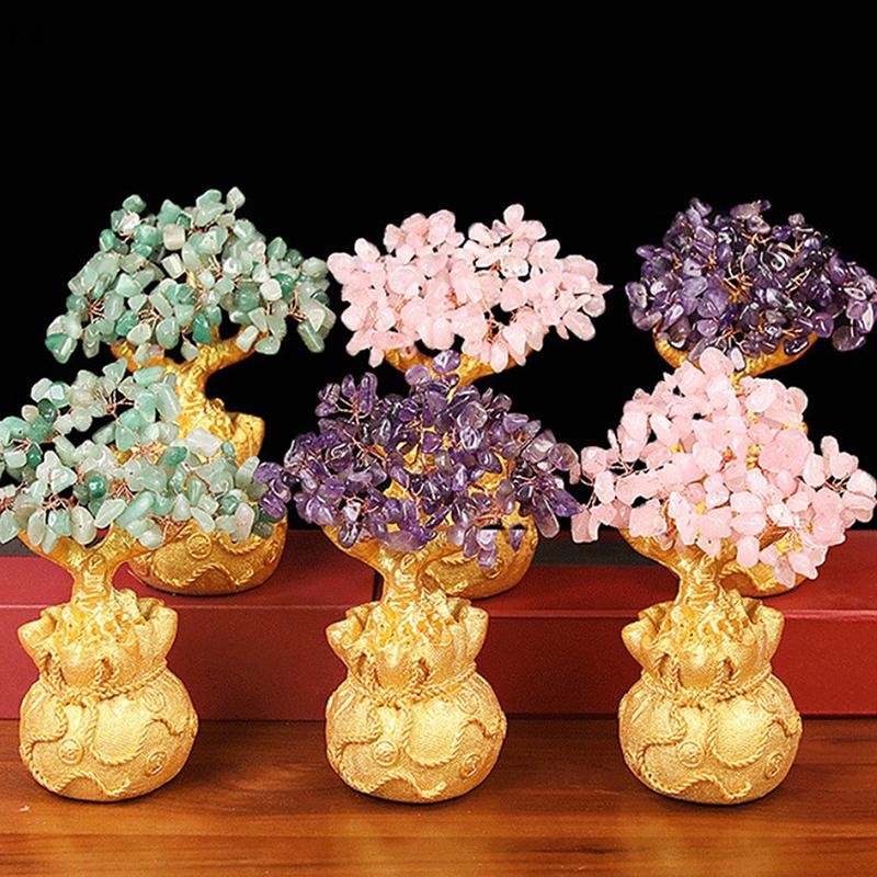 [ndr] Lucky Tree Wealth Yellow Crystal Tree Natural Money Tree ...
