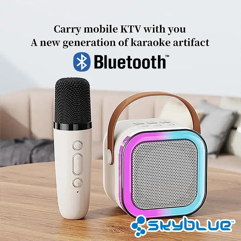 Skyblue LED Wireless Bluetooth Bass Mini Speaker With KTV Karaoke Mic ...