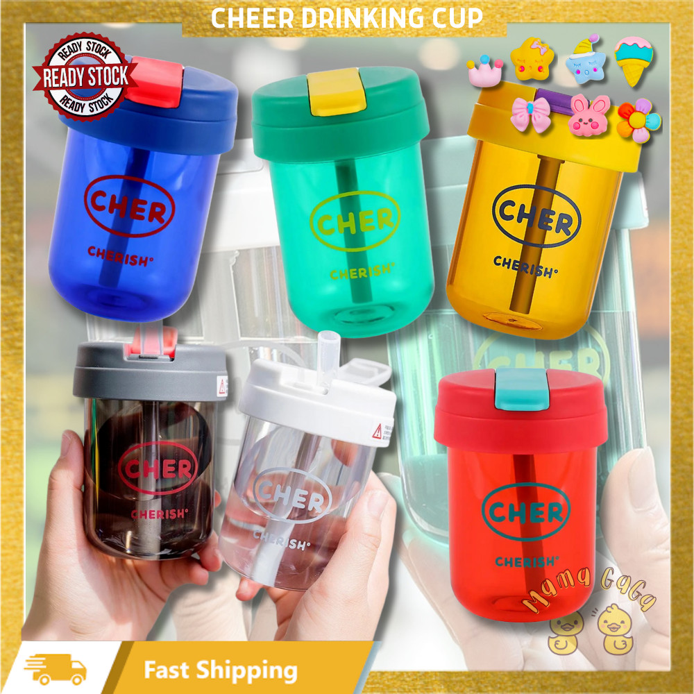 300ML Mini Small Girl Cute Cup Plastic Straw Water Bottle Nice Simple ...