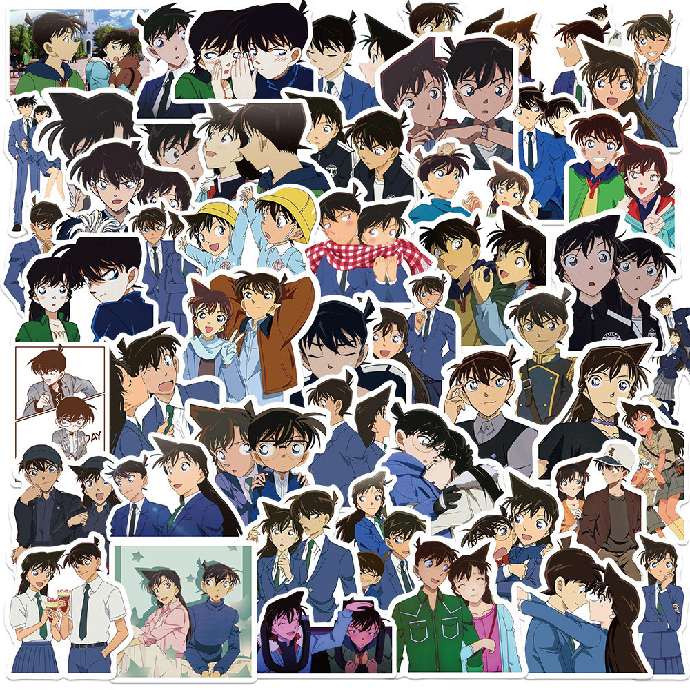 50 pcs Detective Conan Kudou Shinichi & Mouri Ran Waterproof PVC ...