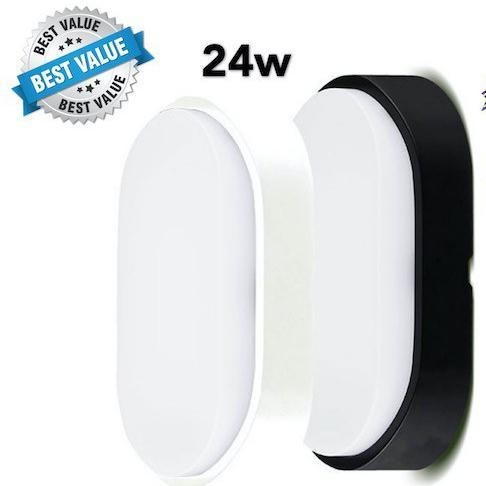 24W LED Bulkhead Outdoor Wall Lamp Weatherproof Fitting Oval - Daylight ...