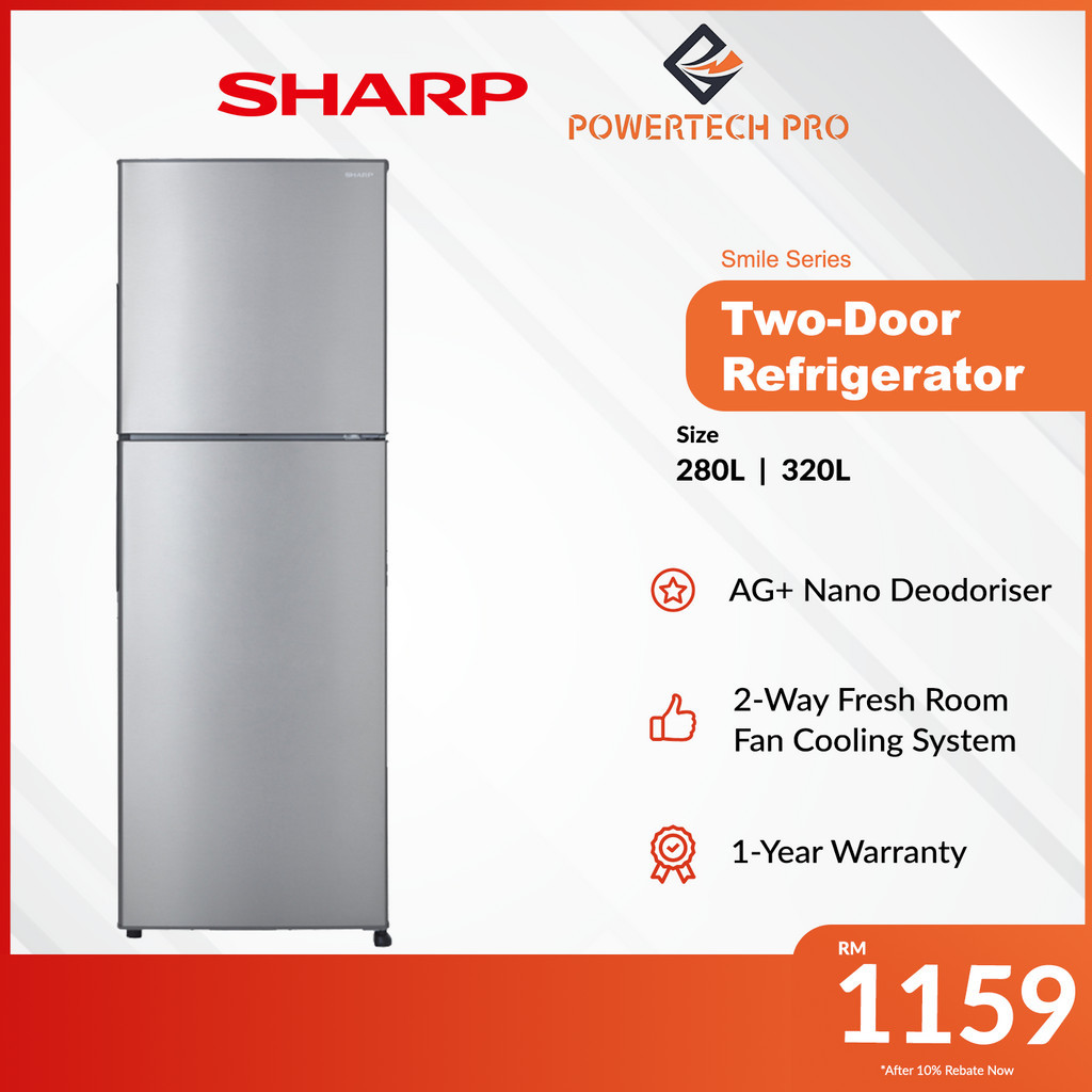 Sharp 2-Door Refrigerator with 2-Way Fresh Room Fan Cooling (Smile ...