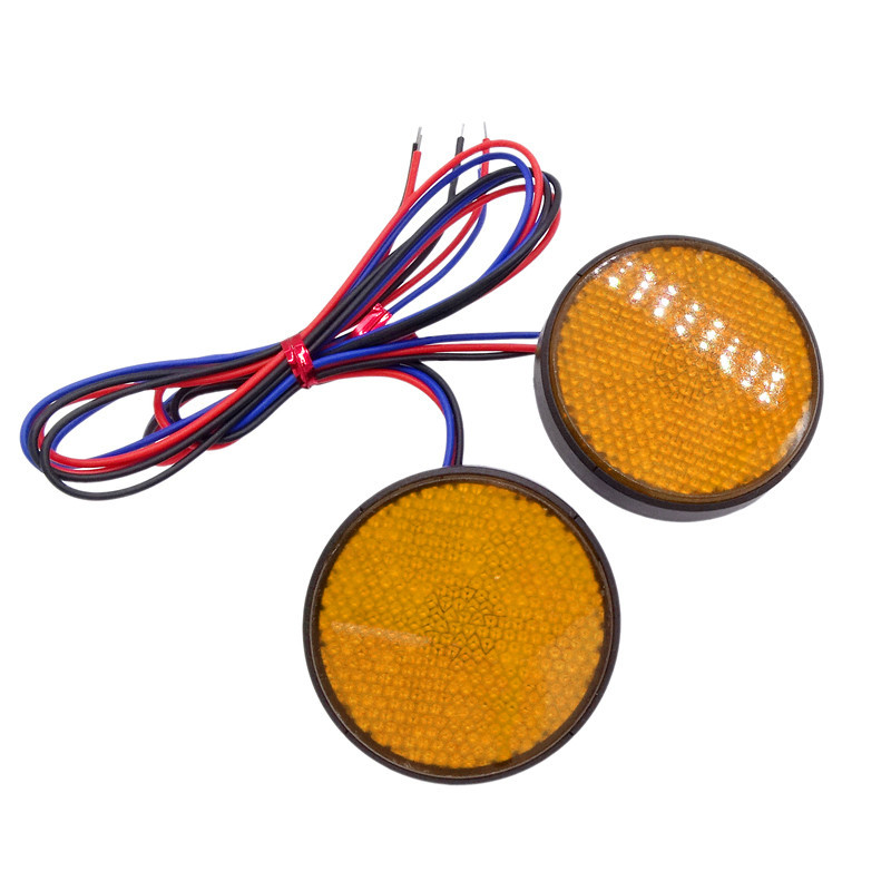 1 Pair Red 24 SMD LED Round Motorcycle Tail Light Universal 12V Mini ...