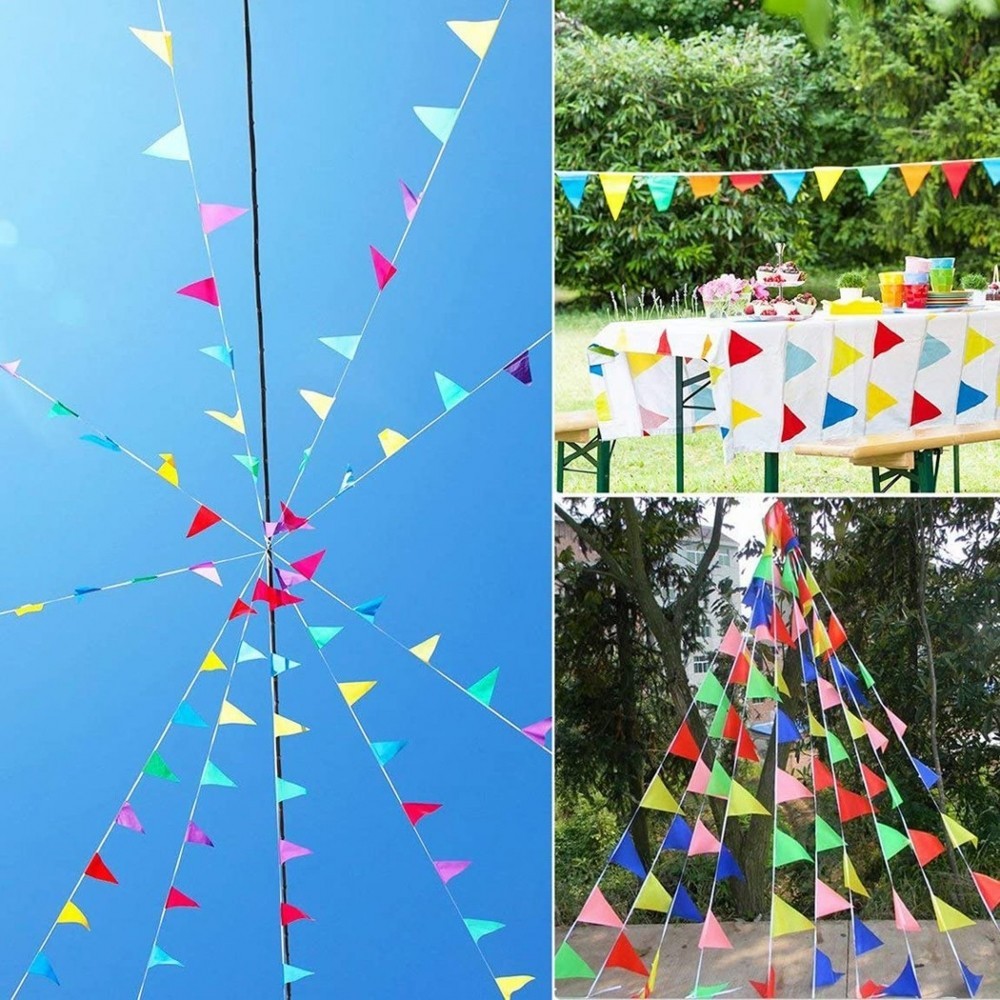 100M Colorful Multicolors Triangle Pennant Flags String Banner Buntings ...