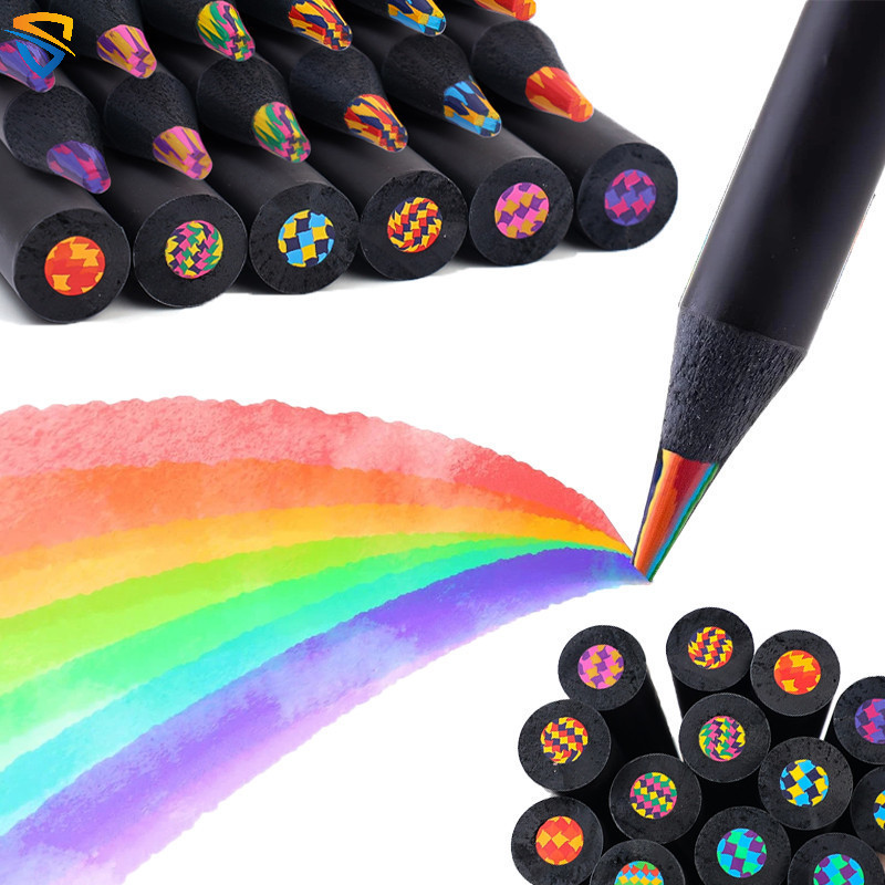 Kawaii Wooden 8 Colors Concentric Gradient Crayons / Adult Children's ...