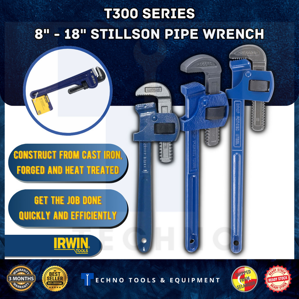 IRWIN RECORD Stillson Pipe Wrench 8" 10" 12" 14" 18" T3008 / T30010 ...
