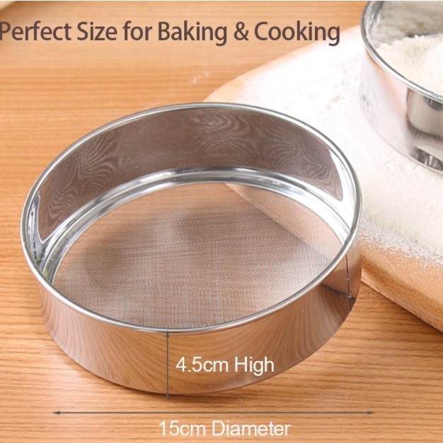 40 mesh stainless steel powder sieve, 6-inch flour sieve, powdered ...