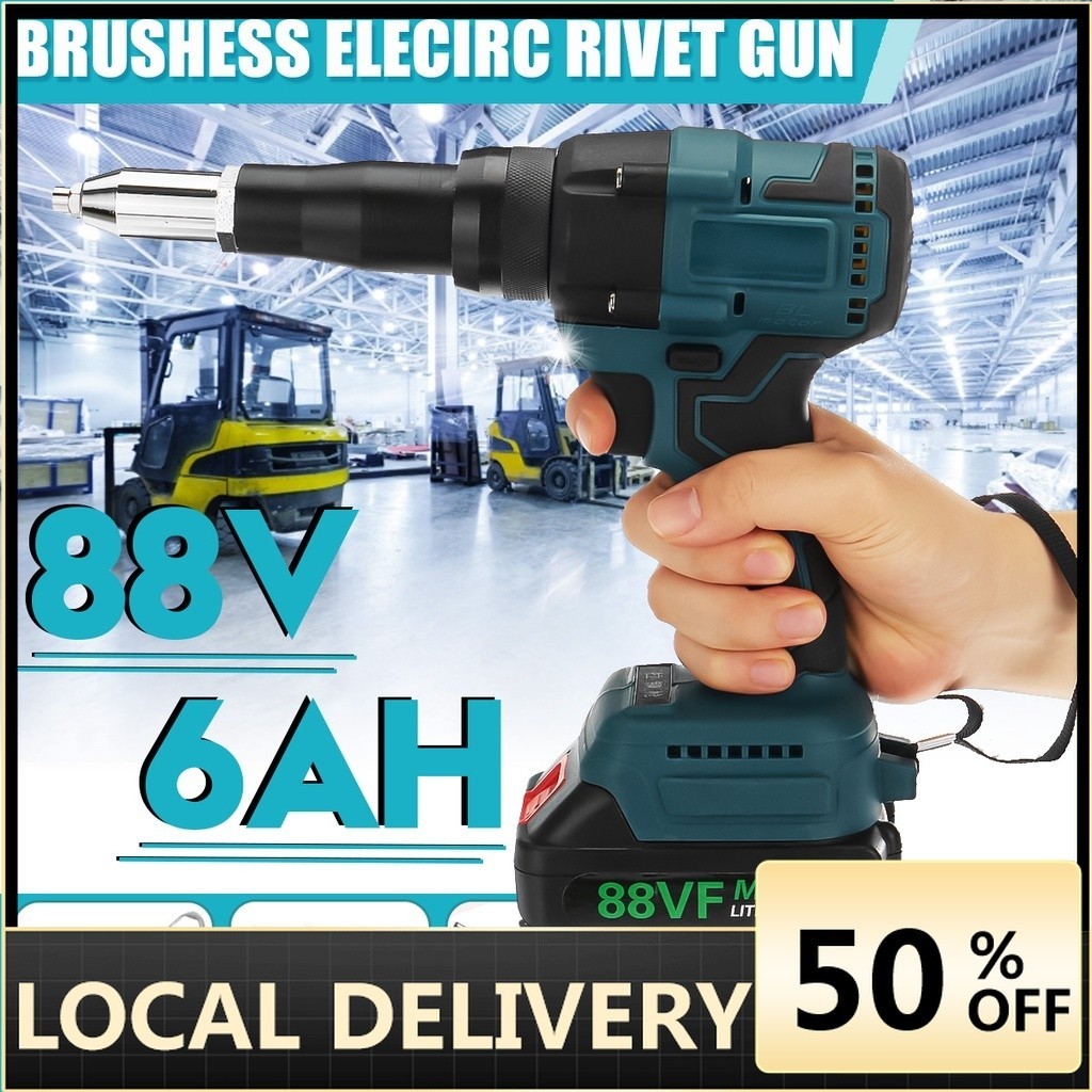 88V Cordless Rivet Nut Gun Brushess Electric Rivet Gun Drill Insert ...
