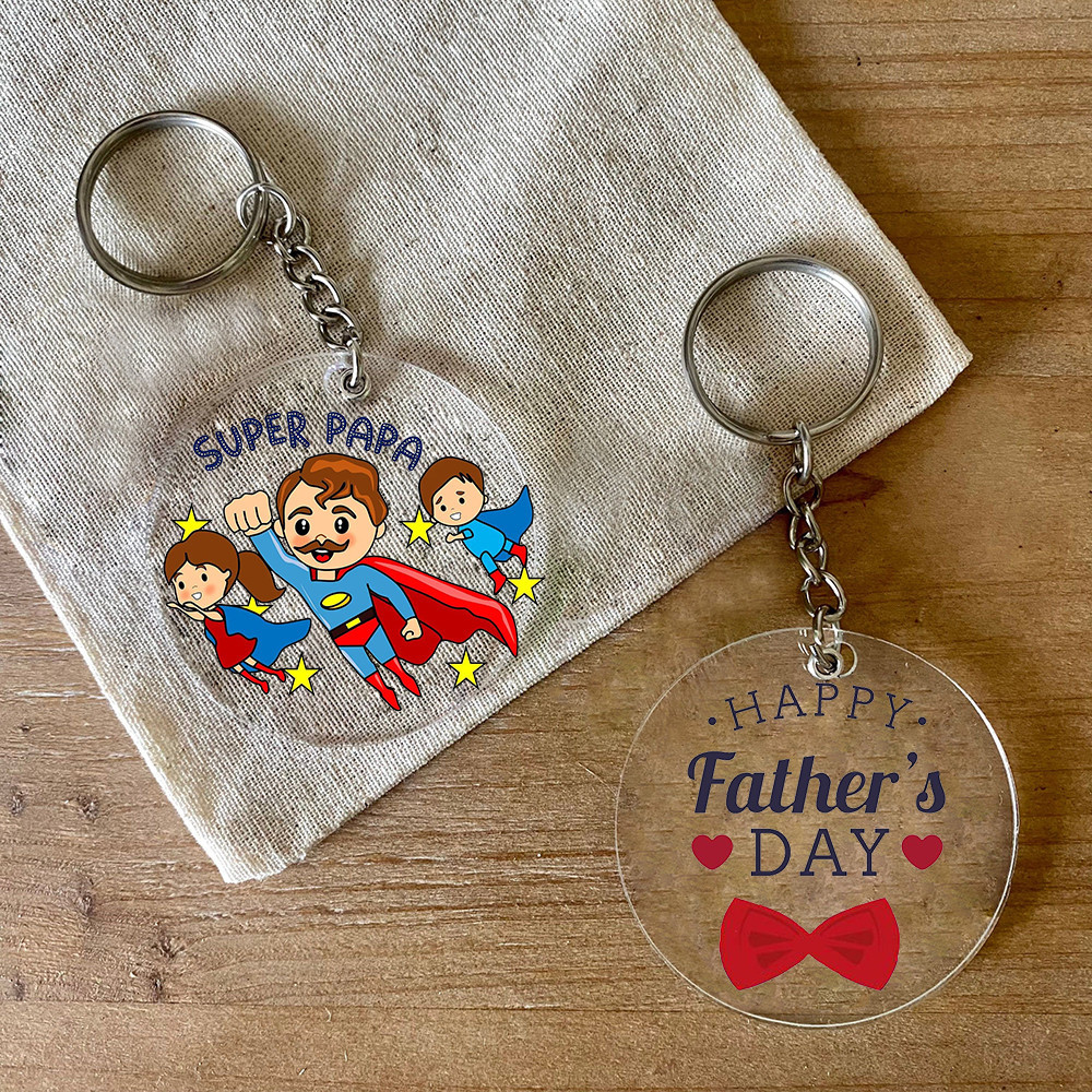 Superman Dad Pattern Acrylic Keychain Father's Day Men's Gift ...