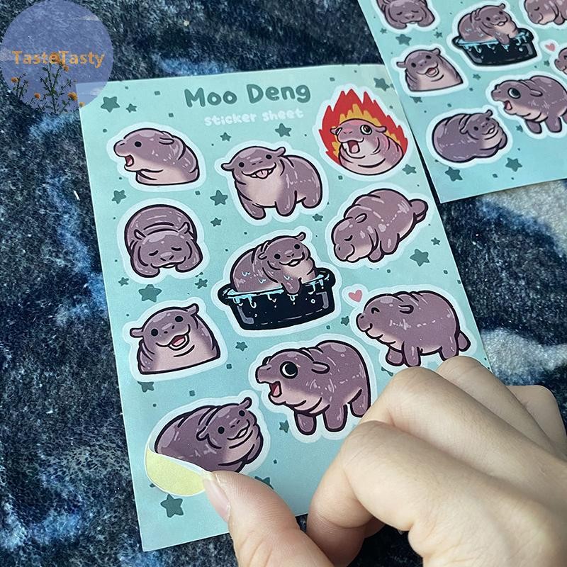 TasteTasty 2pcs Cute Hippo Stickers Cartoon Hippopotamus Stickers ...