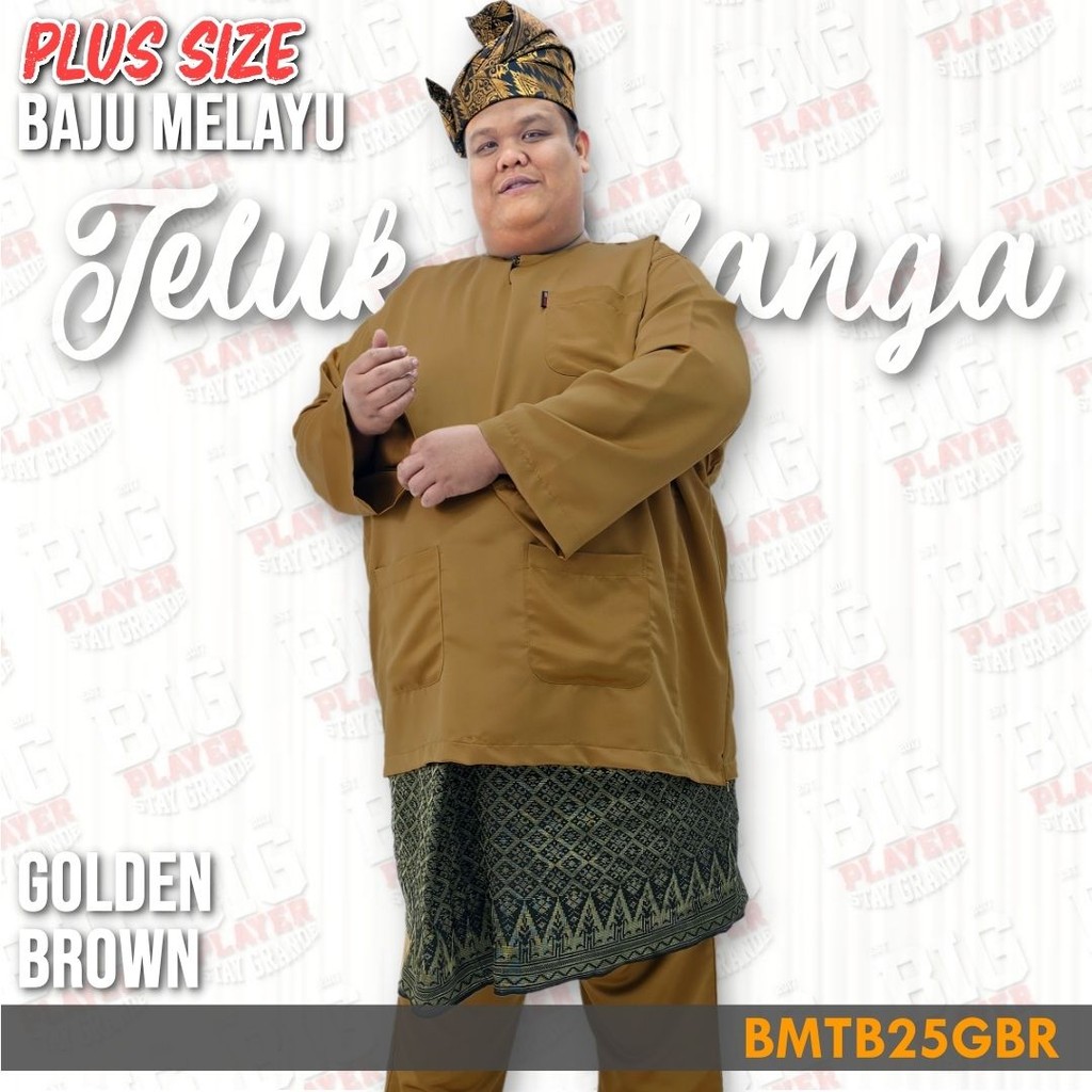 (3XL to 9XL) Plus Size Baju Melayu Teluk Belanga Sepasang Color Golden Brown - code BMTB25GBR ...
