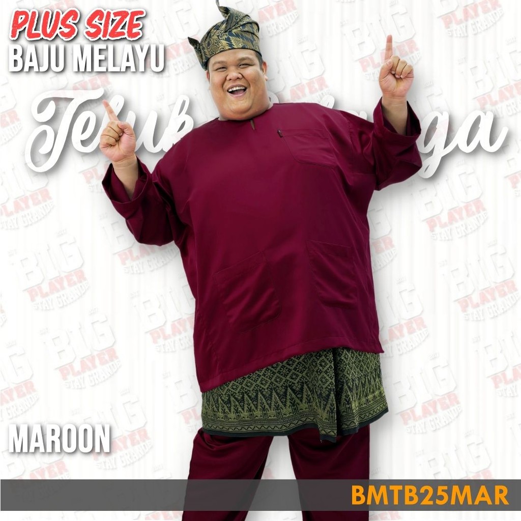 (3XL to 9XL) Plus Size Baju Melayu Teluk Belanga Sepasang Color Maroon Code BMTB25MAR | Shopee ...