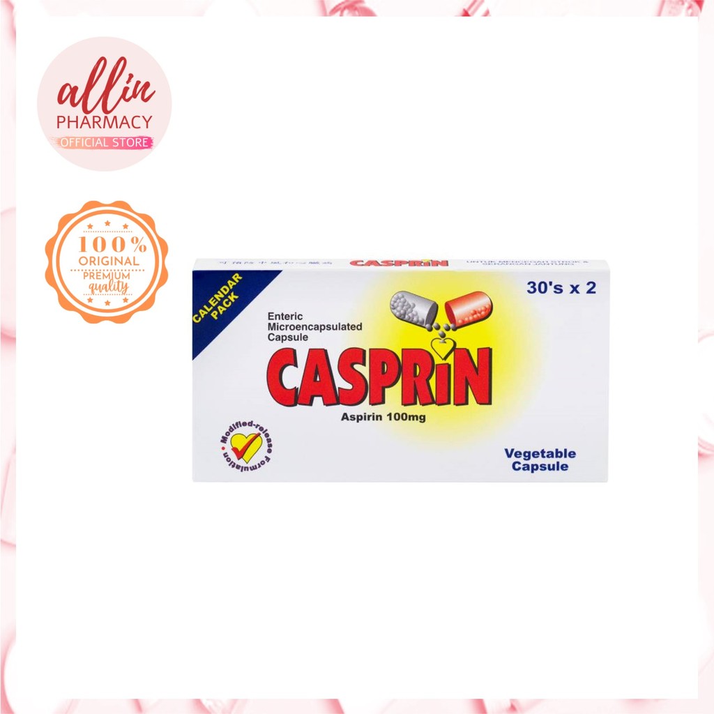 [CLEARANCE] Casprin Asprin 100mg Vegetable Capsule 30s X 2 (EXP 07/25 ...