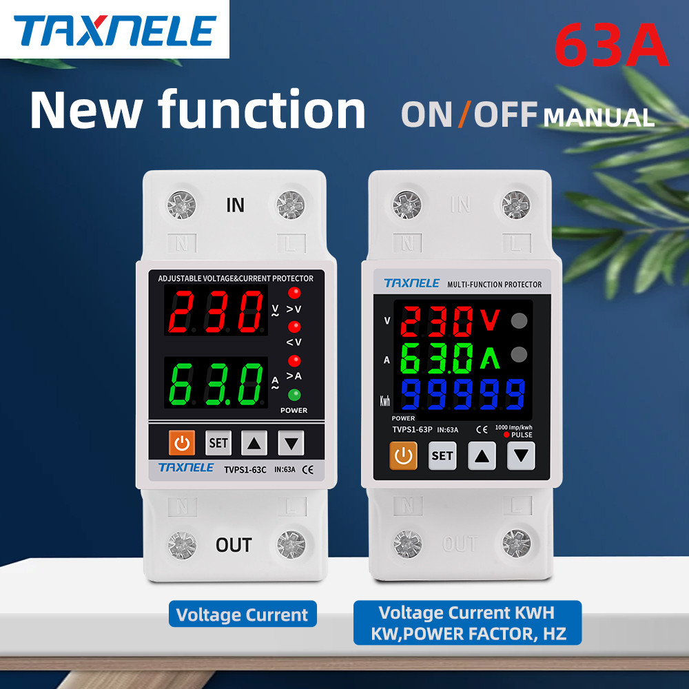 Display Din Rail Adjustable Over Under Voltage Over Current Protection ...