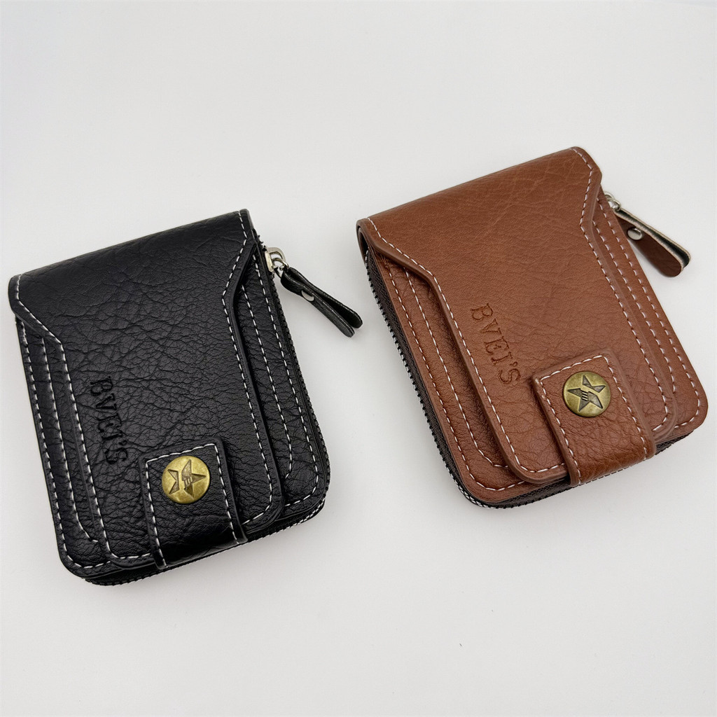 Dompet lelaki baru Dompet zip jenis pendek Dompet duit syiling Dompet ...