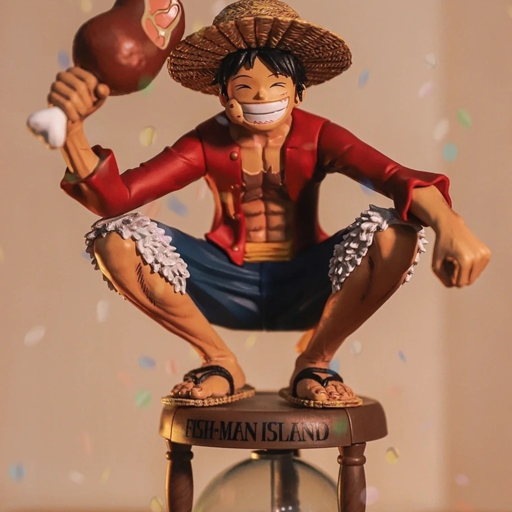 One Piece Chicken Leg Luffy Straw Hat Anime Meat Road Model Smiley Car ...