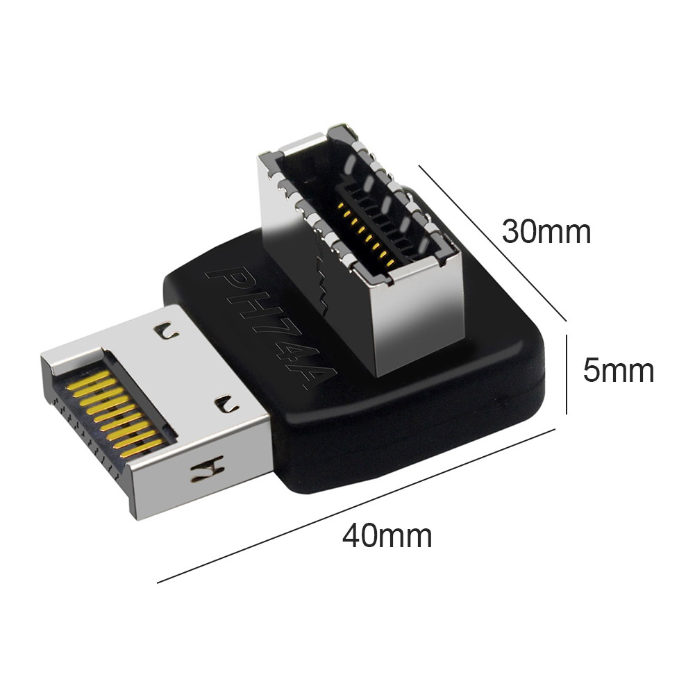 USB Header Adapter Computer Motherboard Type-C USB3.1 Type-E 90 Degree ...