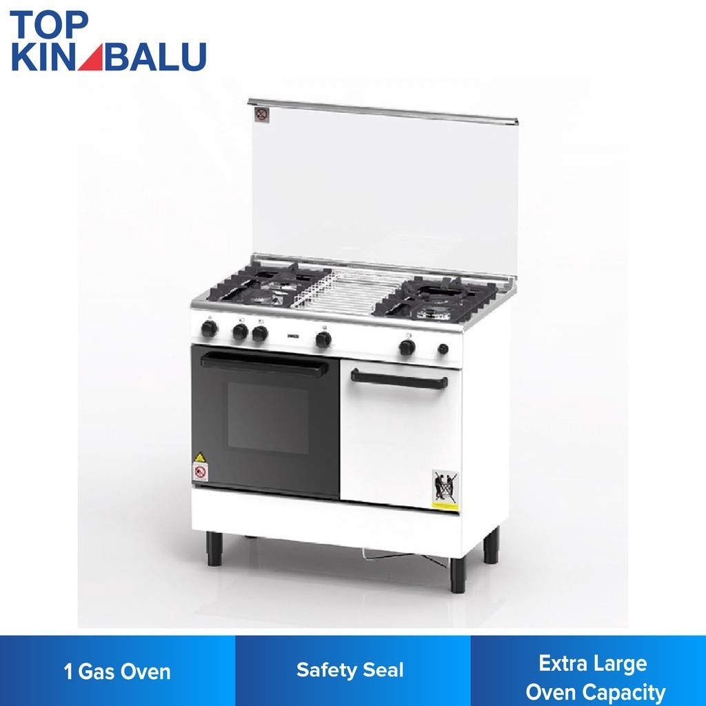 [SABAH ONLY] ZANUSSI ZCG930W 3-BURNER FREESTANDING GAS COOKER WITH 62L ...