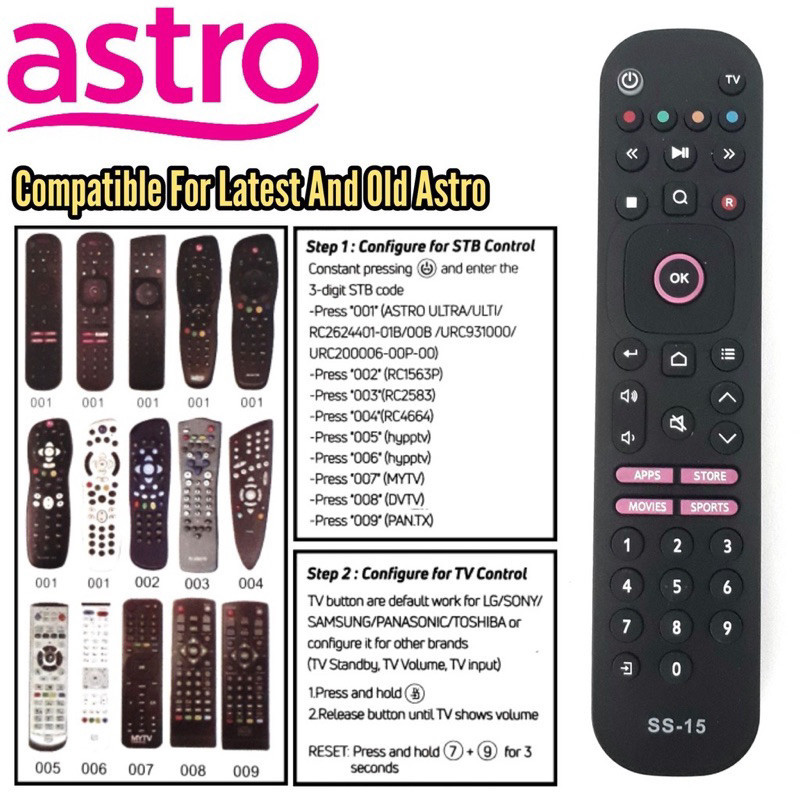🇲🇾🐻[ 15 in 1 ] SHIMASTA SMT-888 UNIVERSAL COMPATIBLE NETFLIX ASTRO ...
