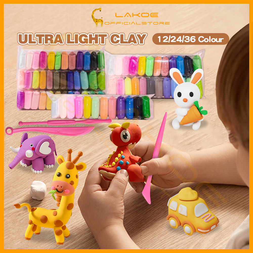 LAKOE 12 /24 /36 Colors Children's Ultralight Air Dry Clay Set Non ...