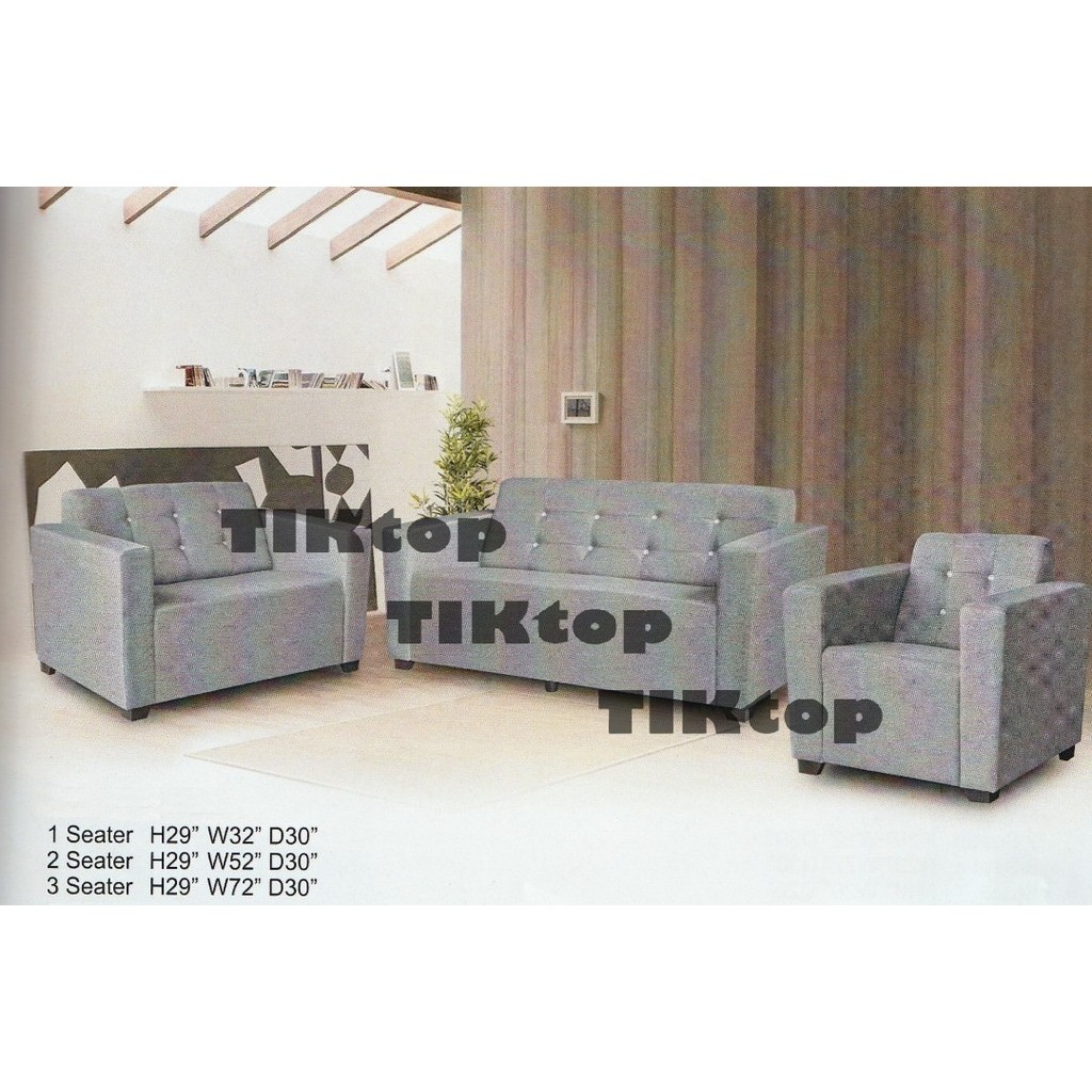 Tiktop Furniture Harga Kilang Fabric Sofa Grey Sofa 1 Seater 2 Seater 3 ...