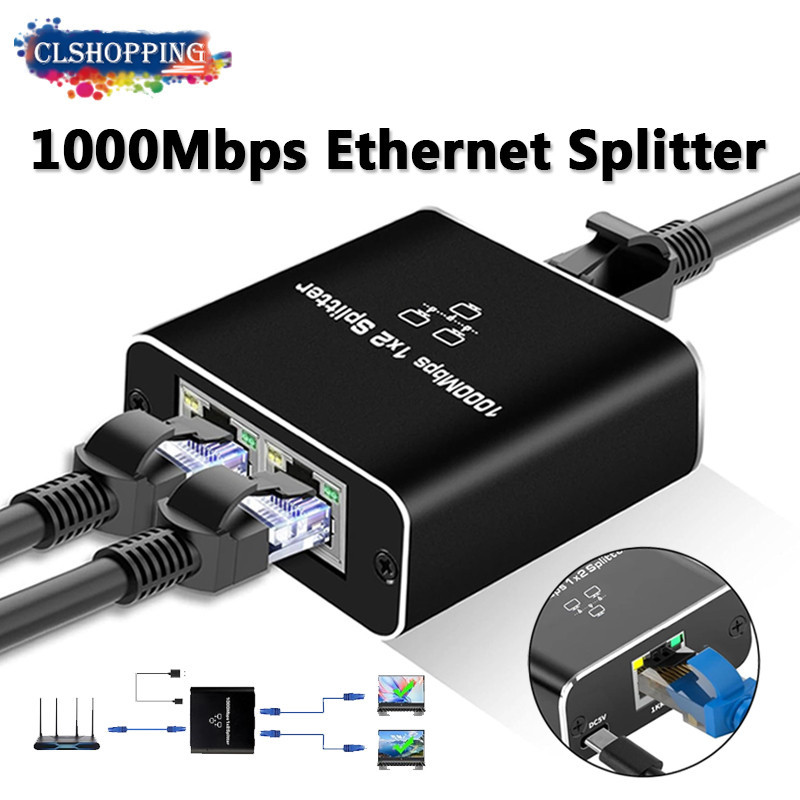 CLShopping Ethernet Splitter 1 to 2 High Speed 1000Mbps, Gigabit LAN ...