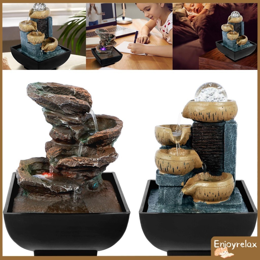 Tabletop Fountain with Light Meditation Water Fountain Resin Small ...