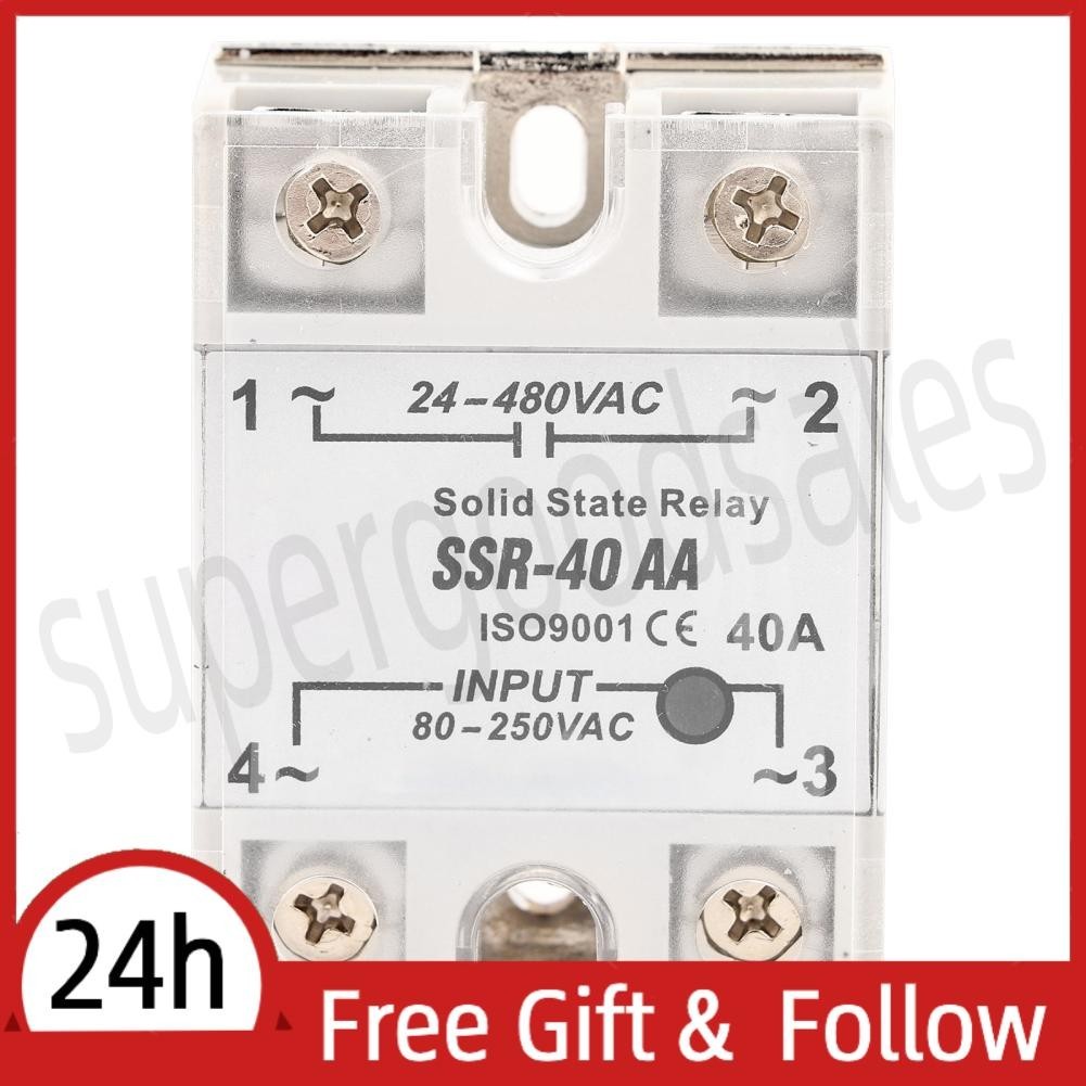 Supergoodsales SSR-40AA 40A Solid State Relay Module AC-AC Input 90-250V AC Output 24-480V High ...