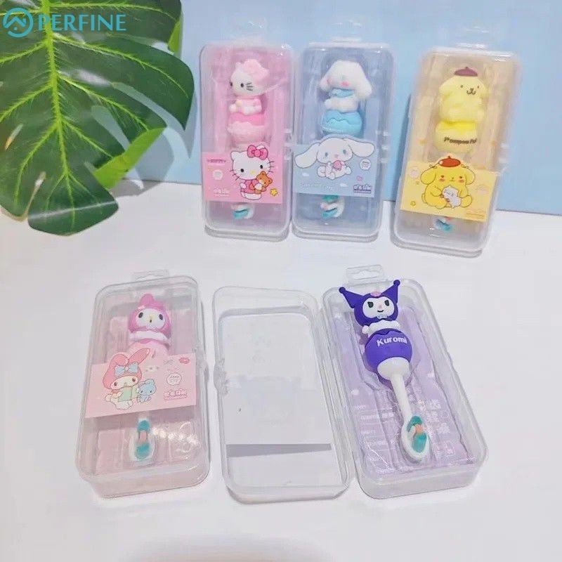 Sanrio Children Toothbrush With Storage Box Cute Cartoon Anime Kuromi ...