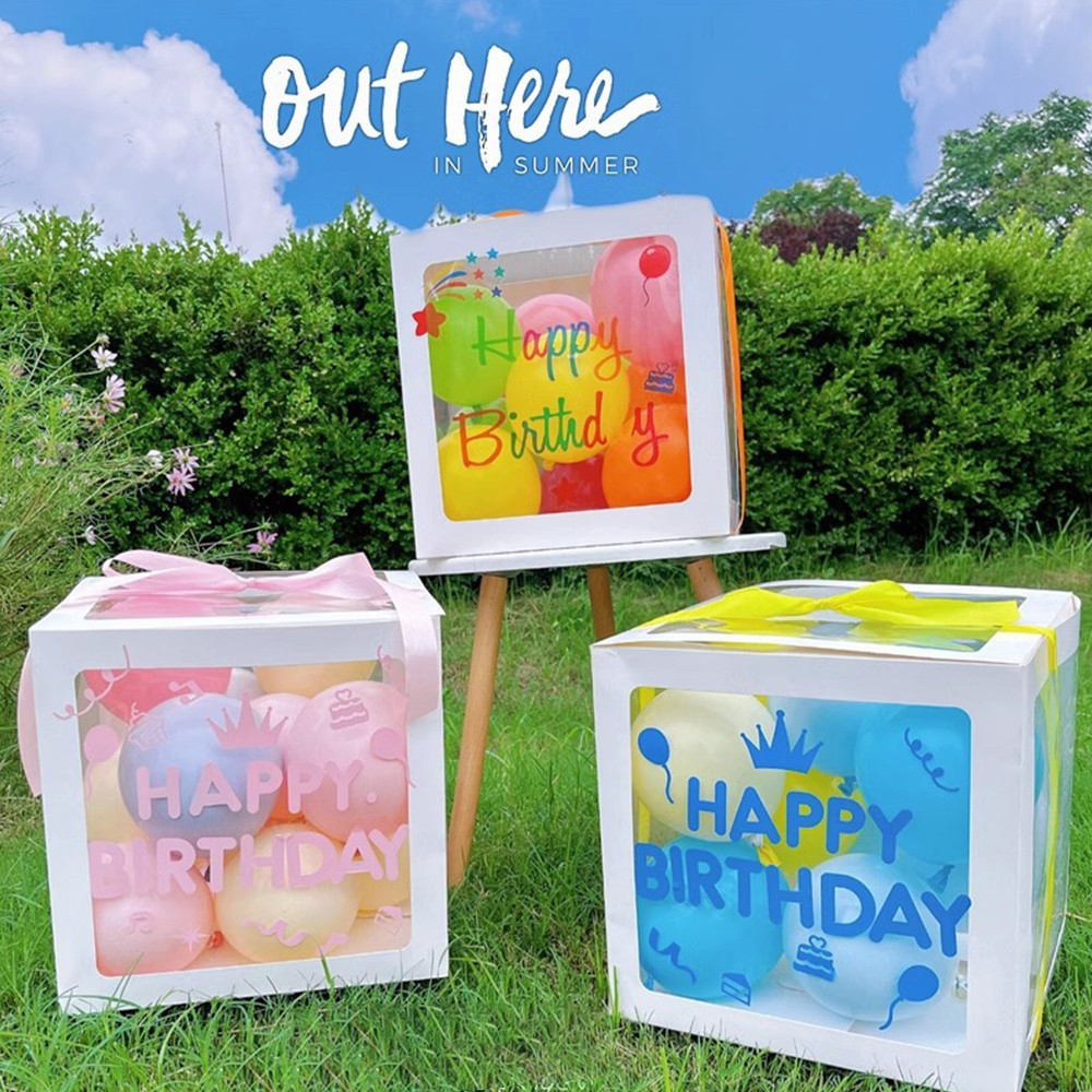 Colorful Transparent Balloon Box DIY Happy Birthday Party Flower ...