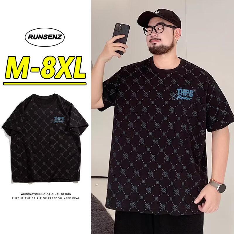 XXL-8XL Fat Man Trendy Cotton Short Sleeve T Shirt Men Plus Size Top ...