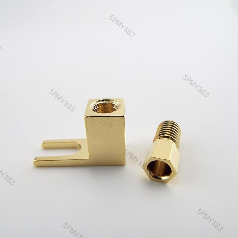 4mm Banana Plug Connector Y Fork Right Angle Audio Adapter Gold Plated ...