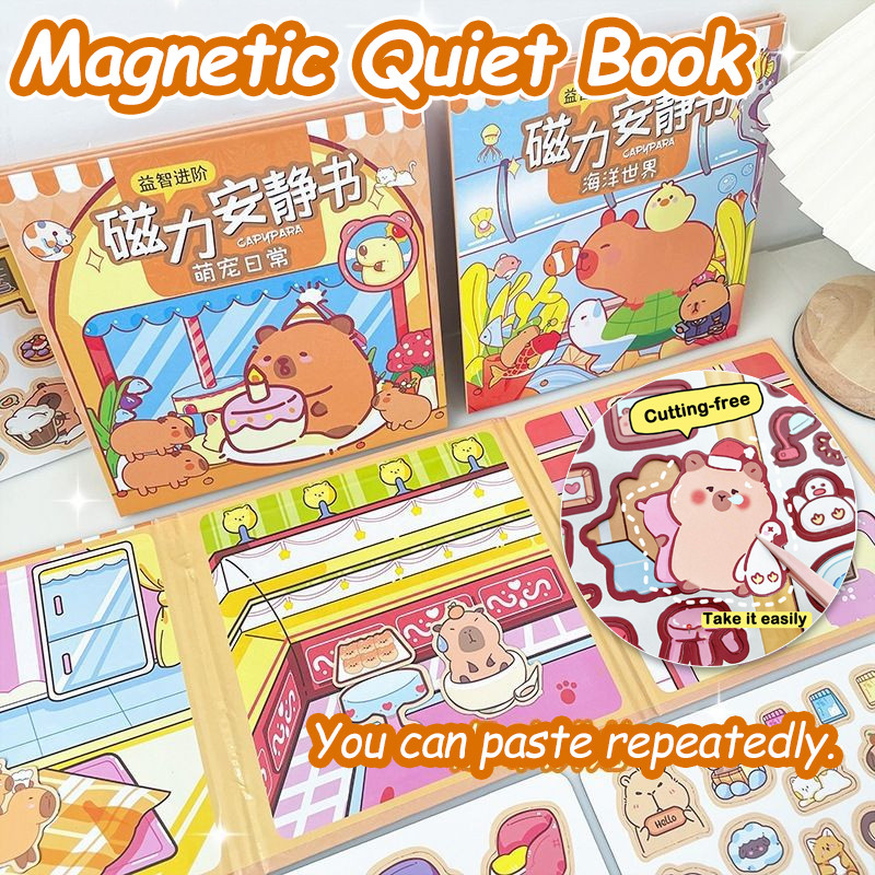 Magnetic Quiet Book 18*18cm Capybara DIY Kids Puzzle Toys Magnet Play ...