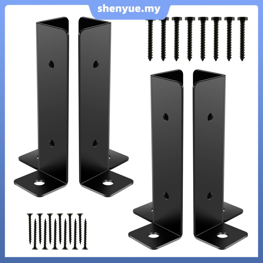 4Pcs Post Anchor Base Iron Deck Post Base Brackets Half Column Deck ...