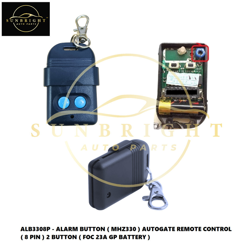 ALARM BUTTON ( MHZ330 ) AUTOGATE REMOTE CONTROL ( 8 PIN ) 2 BUTTON ...