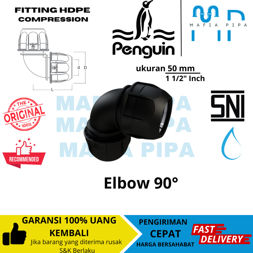HDPE Equal Elbow Fittings 90 Degrees Uk 50mm or 1-1/2" inch | Shopee Malaysia