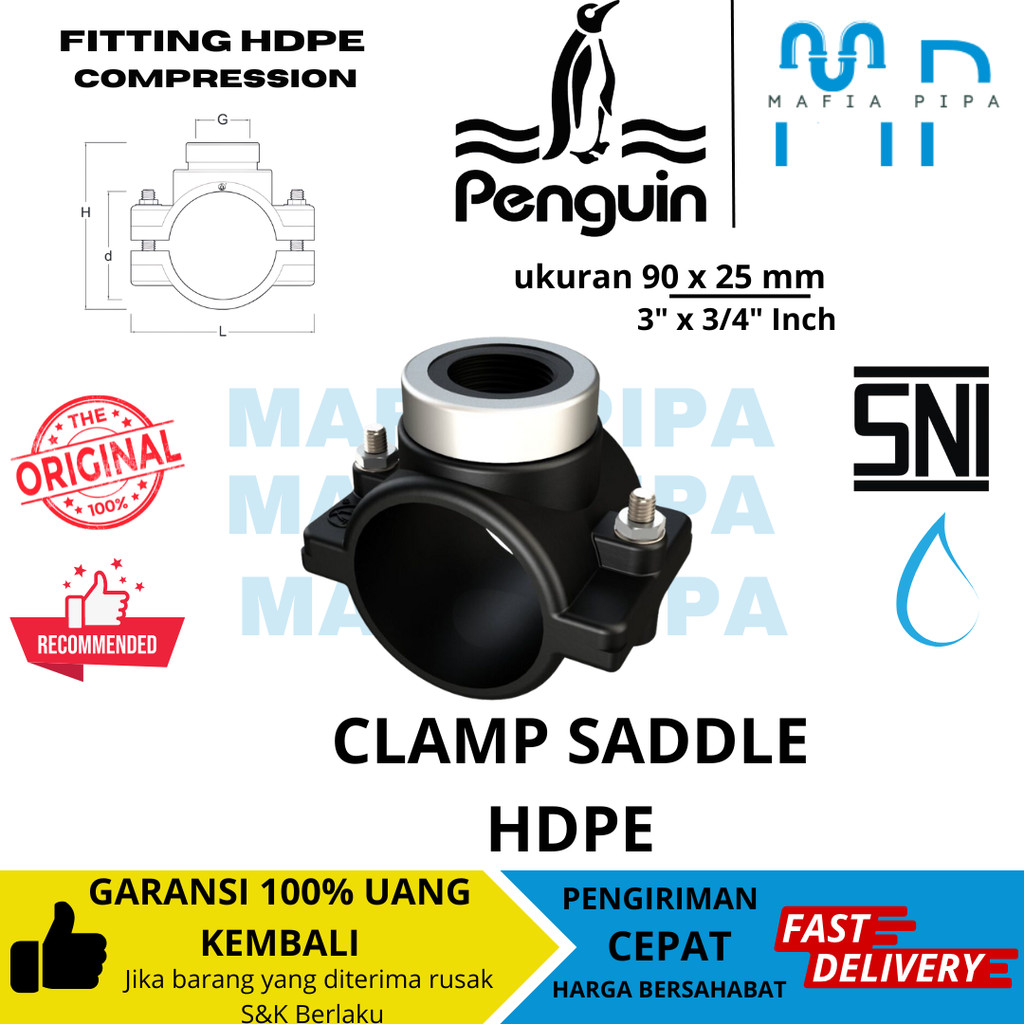 Penguin HDPE Clamp Saddle Fitting 90mm x 3/4" | Shopee Malaysia