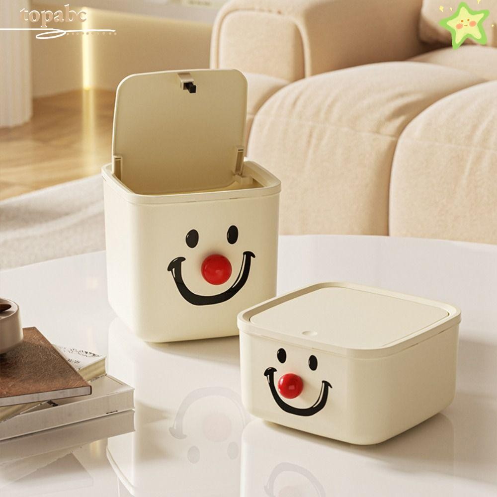 TOPABC Desktop Garbage Bin, Joker Smiling Plastic Mini Garbage Bin ...